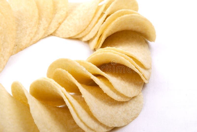 Potato Crisps (chips) on a White Background Stock Photo - Image of food ...