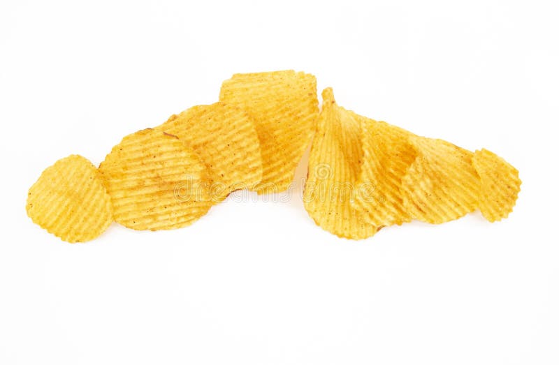 Potato Crisps on White Background, Stock Photo - Image of delicious ...