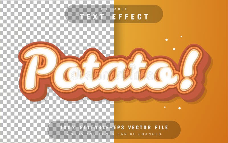 Potato 3d Text Effect Editable Stock Vector - Illustration of sign ...