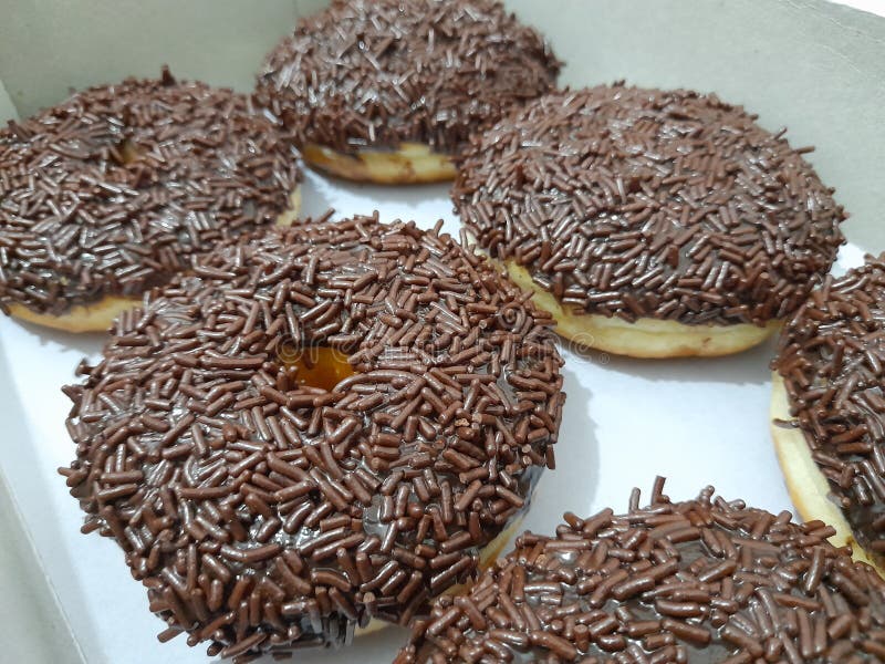 Potato Donuts with Chocolate Ceres Topping Stock Photo - Image of ...