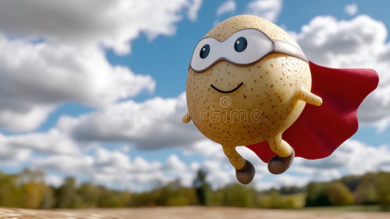 A Potato Dressed As a Super Hero Flying through the Air, AI Stock Photo ...
