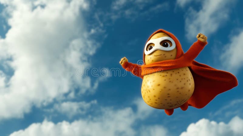 A Potato Dressed As a Superhero Flying through the Air, AI Stock Photo ...