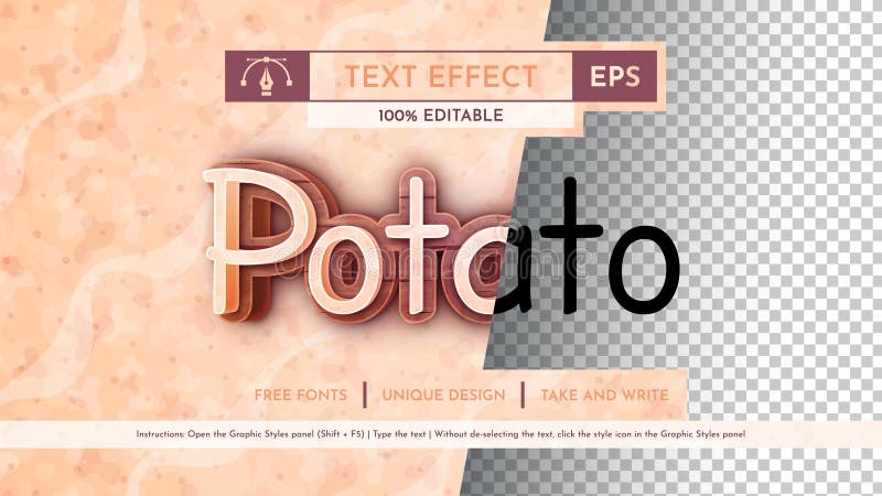 Potato - Editable Text Effect, Font Style Stock Vector - Illustration ...