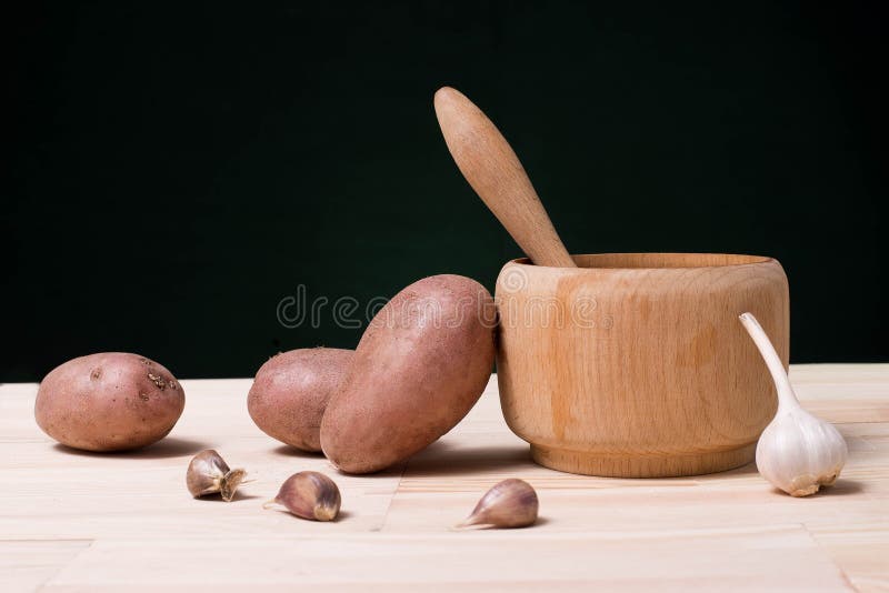 Potato garlic still life stock photo. Image of life - 110635274
