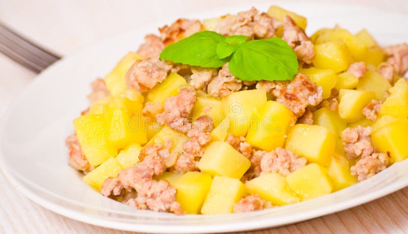Potato with minced meat stock image. Image of closeup - 33813225