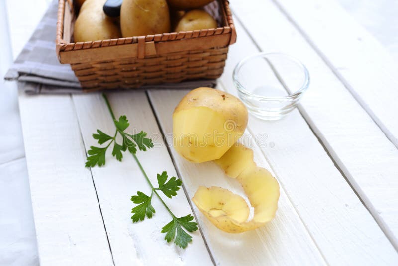 Potato Peel with Ingredients for Mashed Potatoes Stock Image - Image of ...