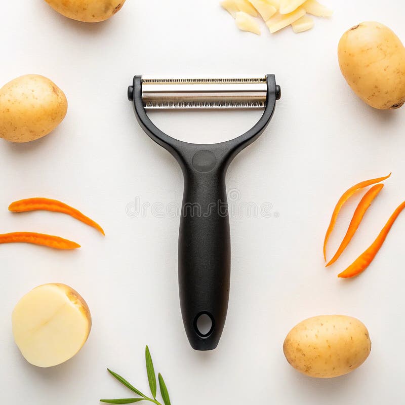 Potato Peeler with Ergonomic Grip on White Background Stock ...