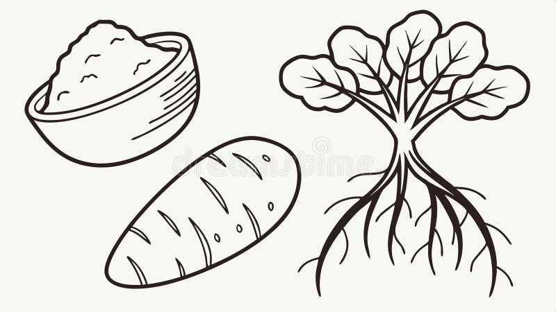 Potato Plant with Roots, Vegetable Growth Illustration Vector Design ...