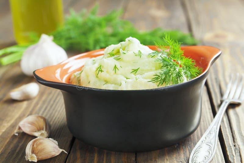 Potato puree with dill stock photo. Image of dish, garlic - 37281320