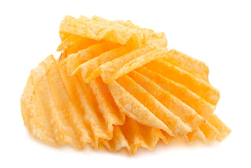 Potato Ribbed Chips on White Stock Image - Image of fried, salty: 83143679