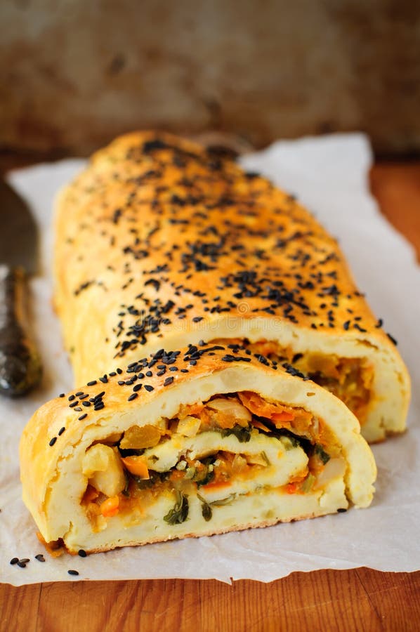 Potato Roll with Vegetable Filling Stock Image - Image of baked ...