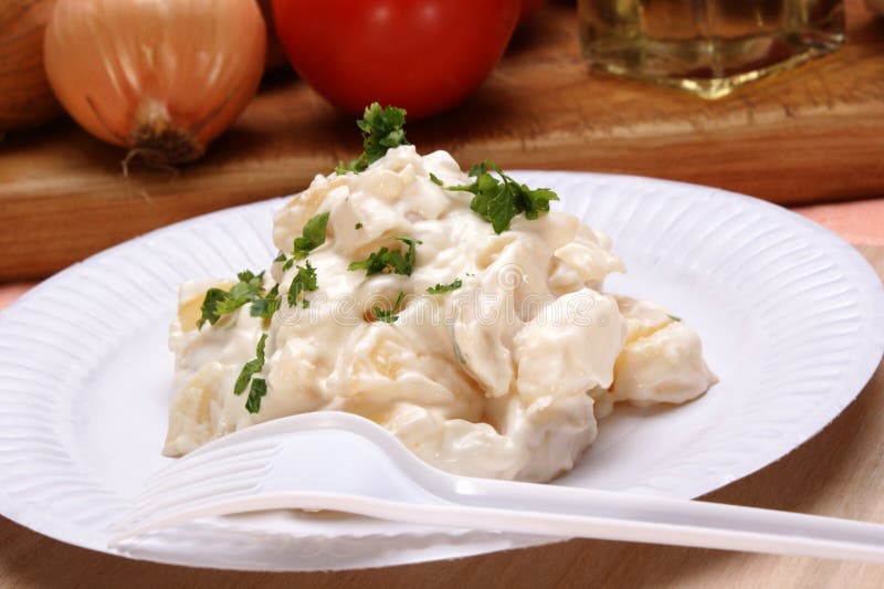 Potato Salad on a Paper Plate Stock Image - Image of foods, fattening ...