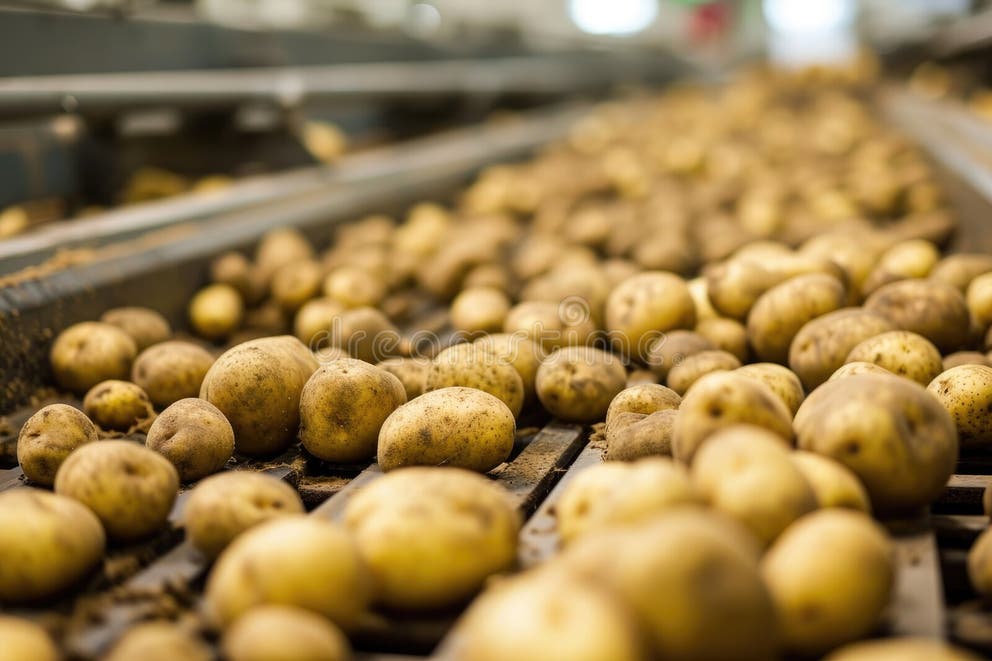 Potato Sorting, Processing and Packing Factory Stock Illustration ...