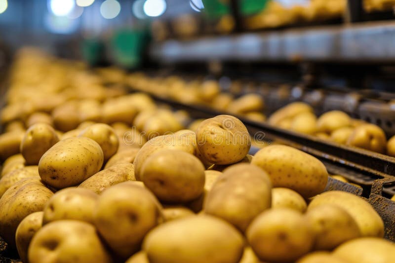 Potato Sorting, Processing and Packing Factory Stock Illustration ...