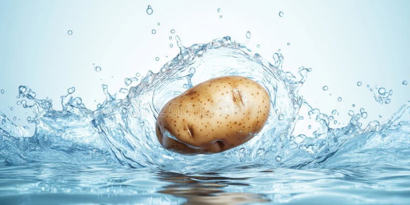 Potato Splashing in Water Creating Dynamic Wave and Bubbles Stock Image ...