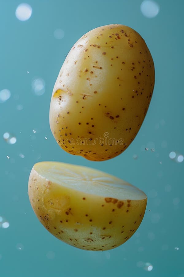 Potato Split in Air on Cyan - AI Generated Stock Illustration ...