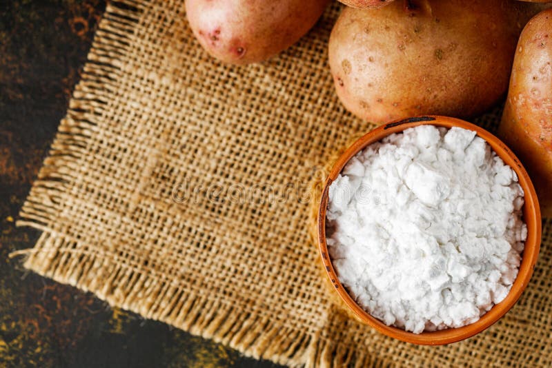 Potato Starch on a Dark Rustic Background Stock Photo - Image of ...