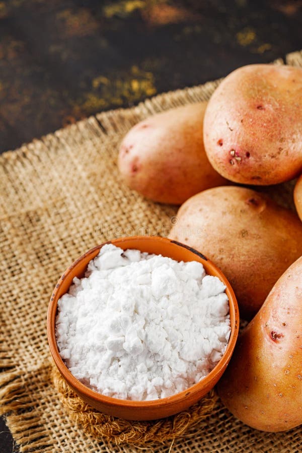 Potato Starch on a Dark Rustic Background Stock Photo - Image of ...
