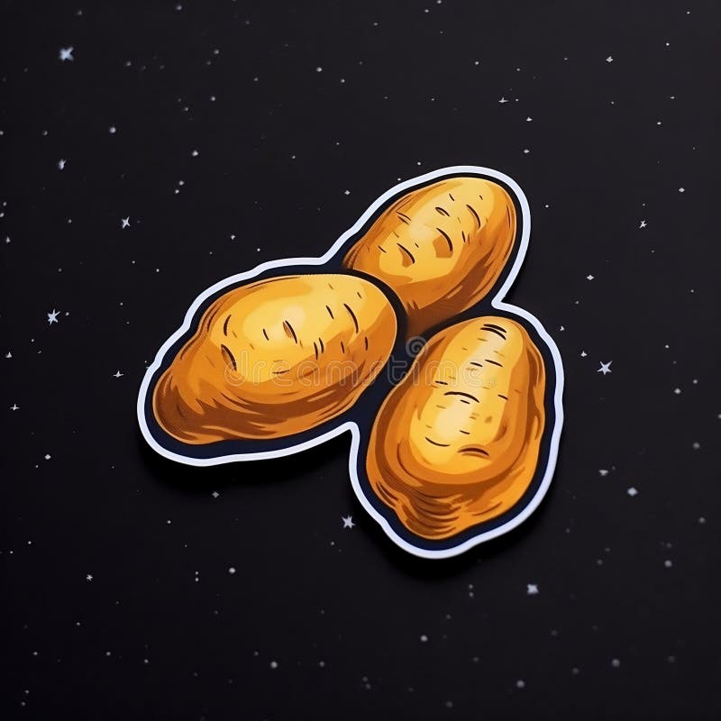 Potato Sticker on Black Background. AI Stock Illustration ...