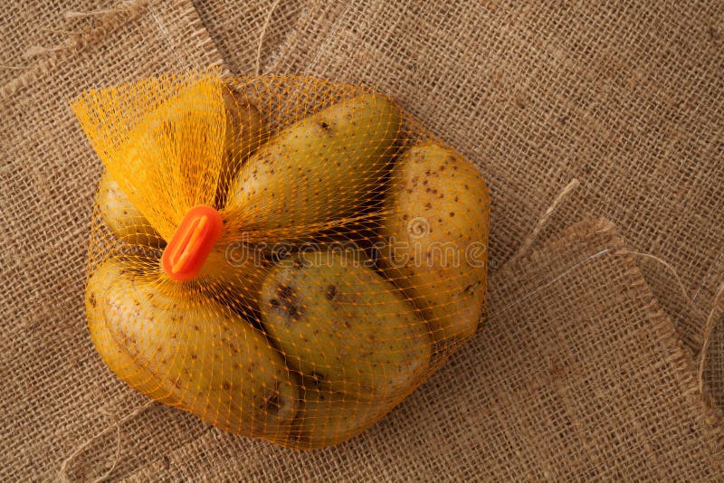 Potato Still Life on Sack Background Flat Lay Stock Photo - Image of ...