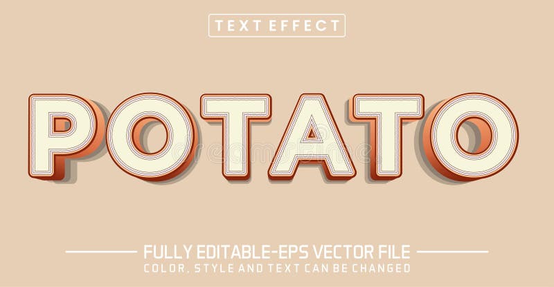 Potato Text 3d Editable Style Effect Stock Vector - Illustration of ...
