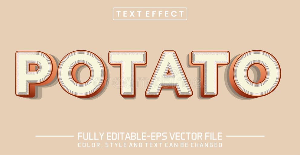 Potato Text 3d Editable Style Effect Stock Vector - Illustration of ...