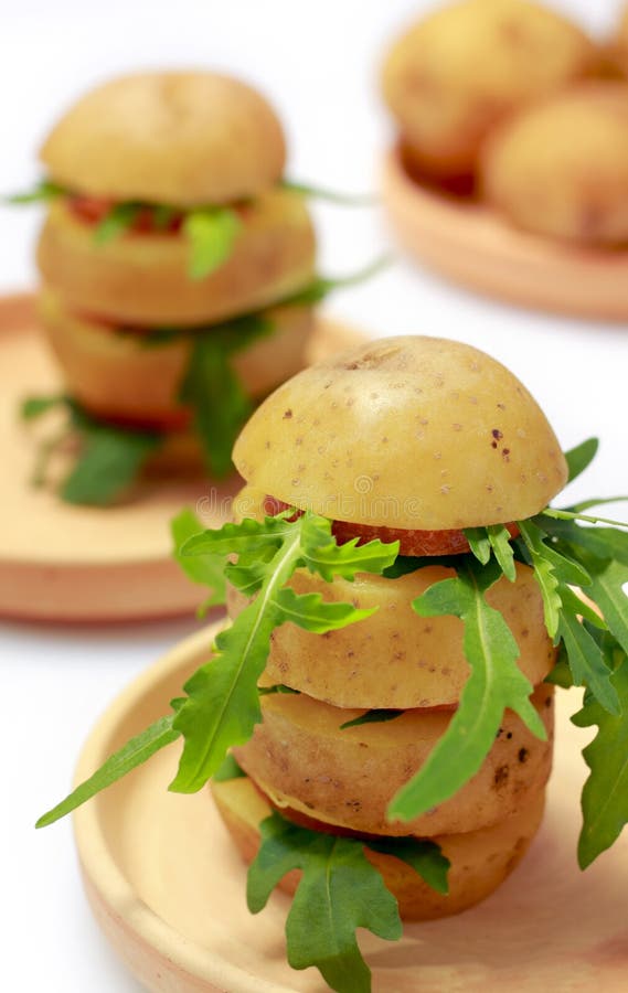 Potato towers with rocket stock image. Image of fresh - 16397031