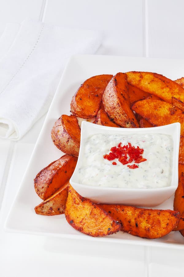 Potato Wedges and Dip stock photo. Image of food, wedges - 25793694