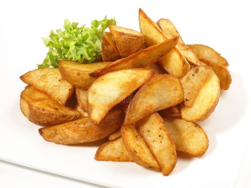 Potato Wedges on White Background - Isolated Stock Photo - Image of ...