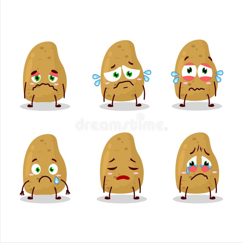 Potatoe Cartoon in Character with Sad Expression Stock Vector ...