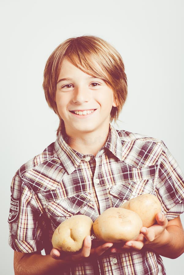 Potatoes child stock photo. Image of pretty, healty, hands - 44384380