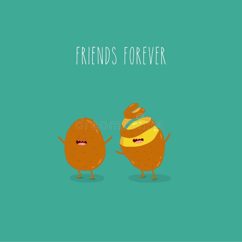 Potatoes Friends Forever. Vector Graphics. Funny Image Stock ...