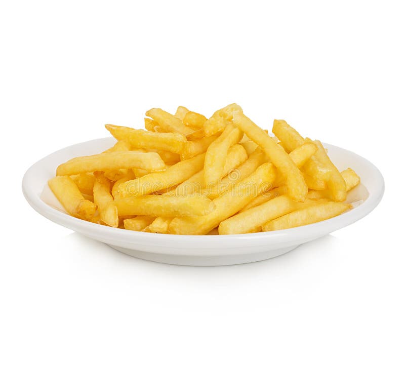 Potatoes Fries in the Plate Isolated on White. Stock Image - Image of ...