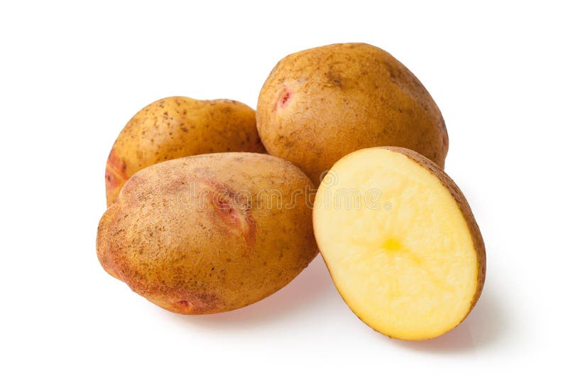 Potatoes Isolated on Background. Set of Whole, Slices, Half Potatoes ...