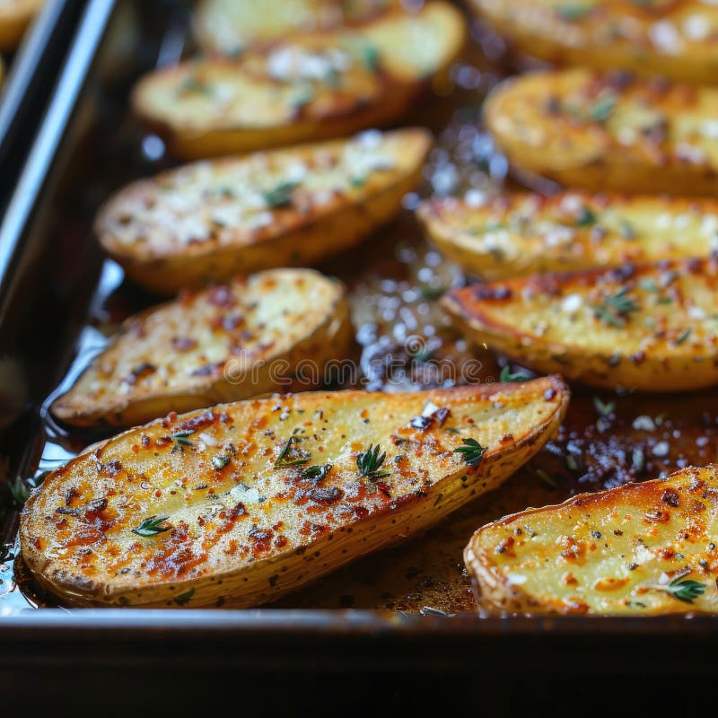 Potatoes Lined Up on a Baking Tray Ready To Be Cooked Stock Photo ...