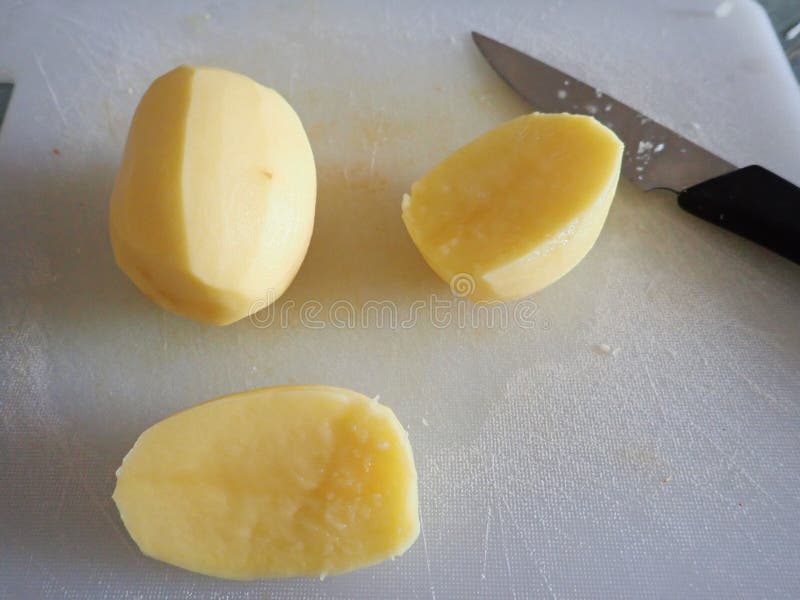 Potatoes Peeled and Cut for Cooking Stock Image - Image of home ...
