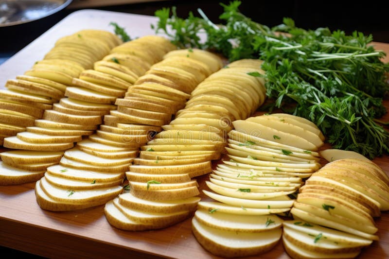 Potatoes Sliced into Thin Strips, Ready for Frying Stock Illustration ...