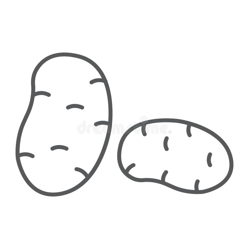 Potatoes Thin Line Vector Icon Stock Vector - Illustration of menu ...