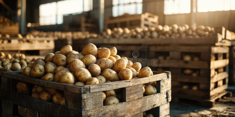 Potatoes in Warehouse Crate Stock Image - Image of produce, crate ...