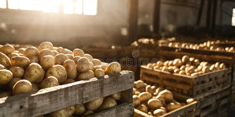 Potatoes in Warehouse Crates Stock Photo - Image of inventory, storage ...