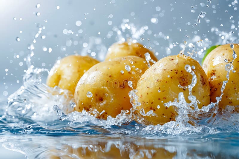 Potatoes in Water with Splashes. Generative AI Stock Photo - Image of ...