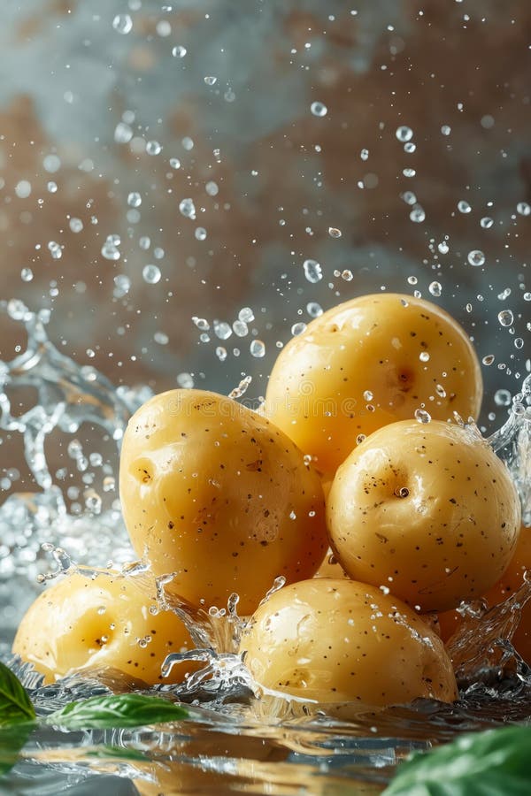 Potatoes in Water with Splashes. Generative AI Stock Photo - Image of ...