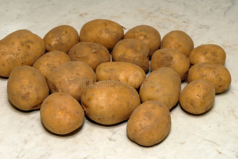 Potatoes on a White Kitchen Table. Stock Photo - Image of tubers, table ...