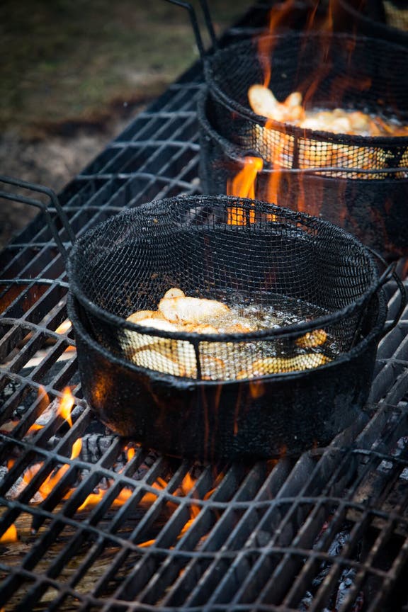 Potatos Cooking on Open Fire Stock Photo - Image of fresh, grill: 81316164