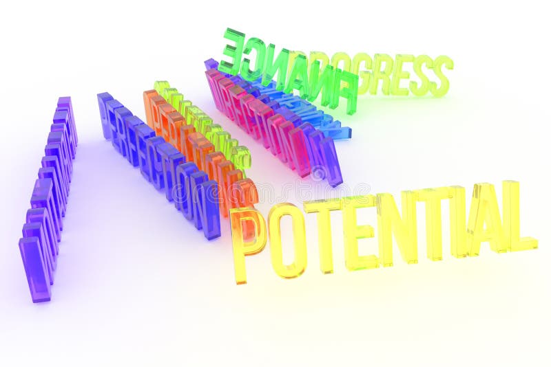 Potential, Business Conceptual Colorful 3D Rendered Words. Rendering ...