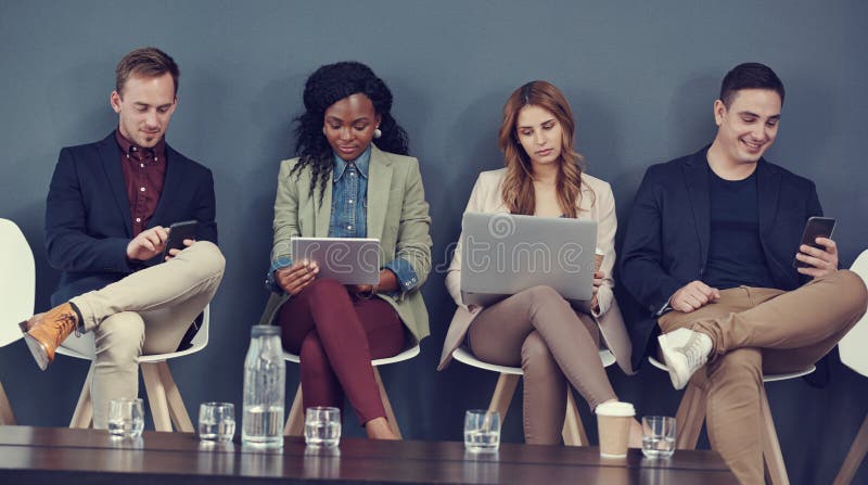 The Potential Candidates are Connected. a Group of Businesspeople Using ...