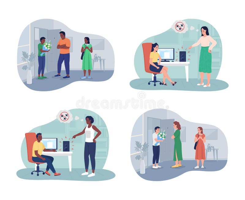 Potential Child-parent Problems 2D Vector Isolated Illustration Set ...