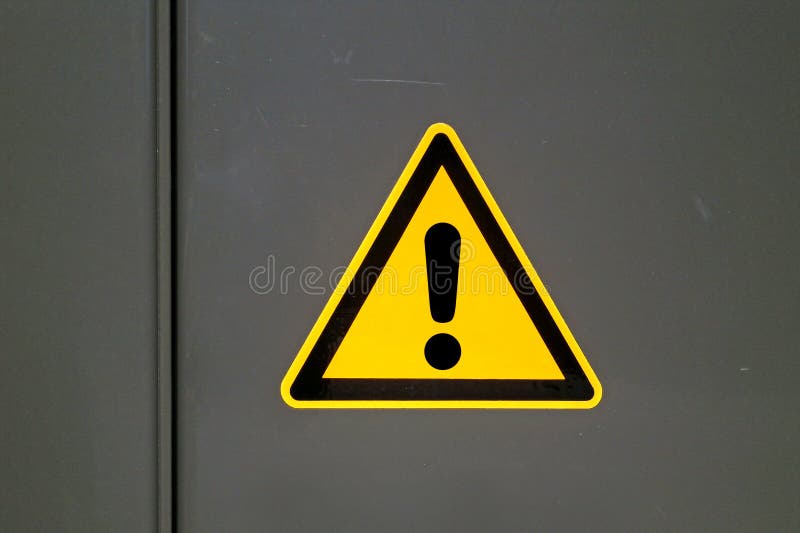 Potential Danger Sign on a Metal Door Stock Image - Image of problems ...
