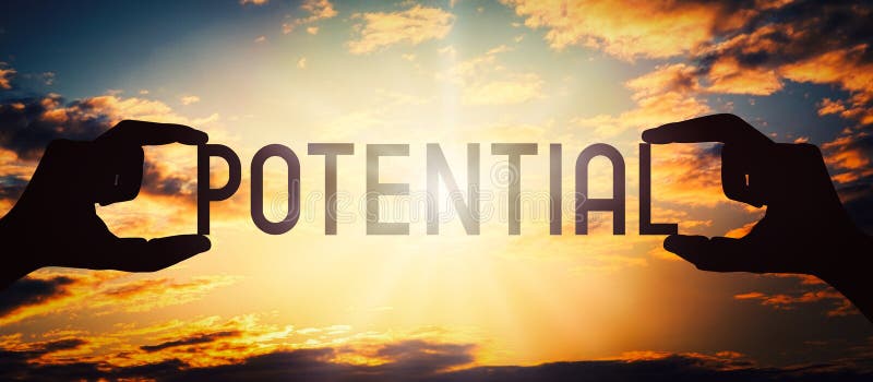 Potential - Human Hands Holding Black Silhouette Word Stock Photo ...