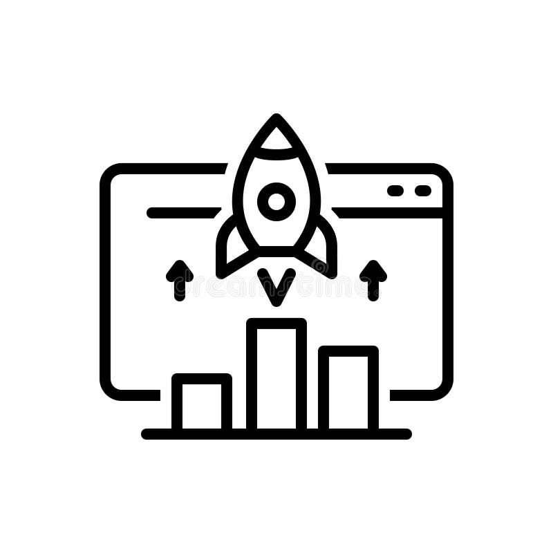 Black Line Icon for Potential, Possibility and Rocket Stock ...
